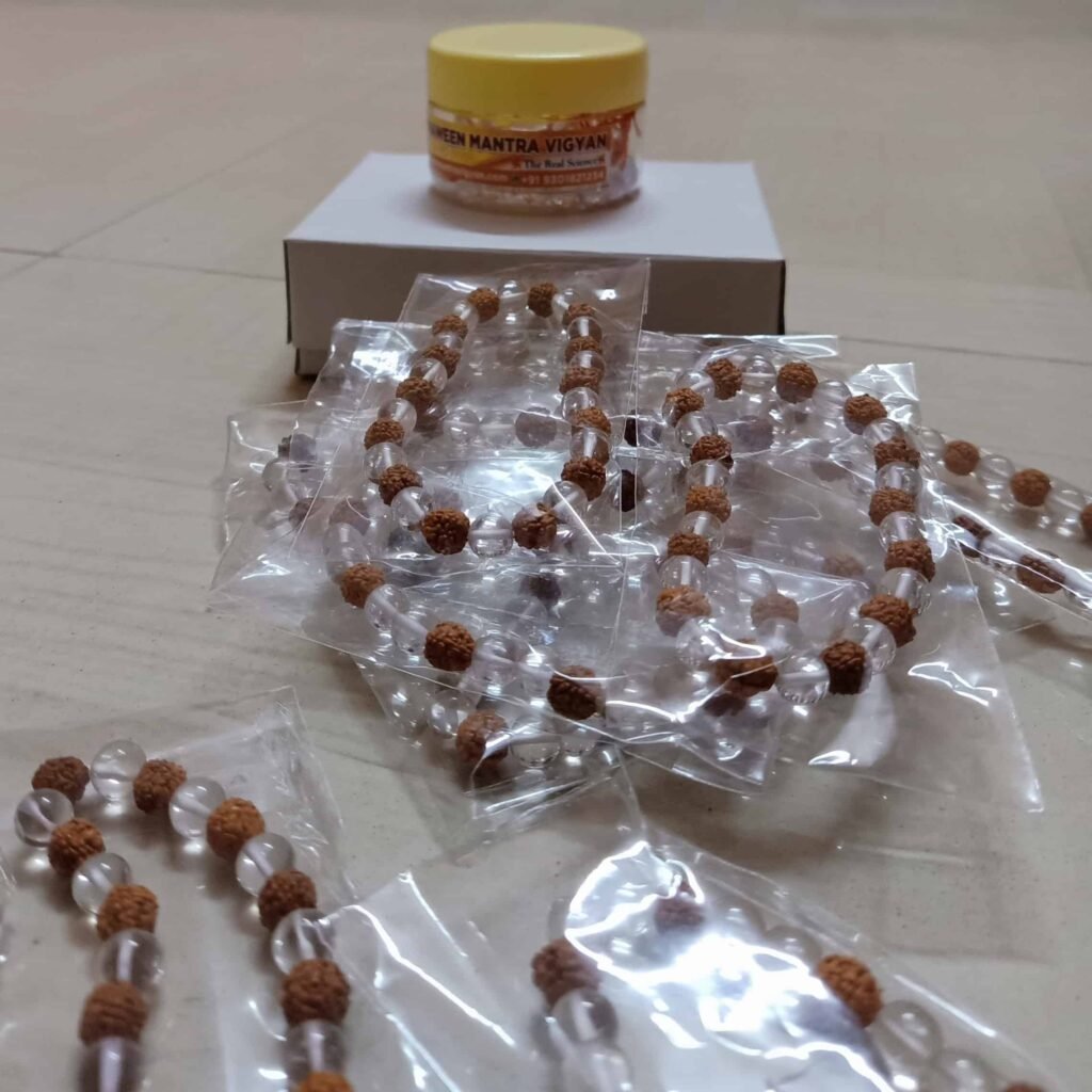 Rudraksha Mix Sphatik Hand Bracelet ~ Praween mantra vigyan